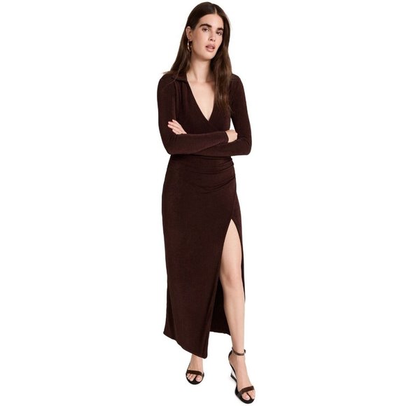 SER.O.YA | Dresses | Seroya Elm Dress Chocolate Brown Slinky Long ...